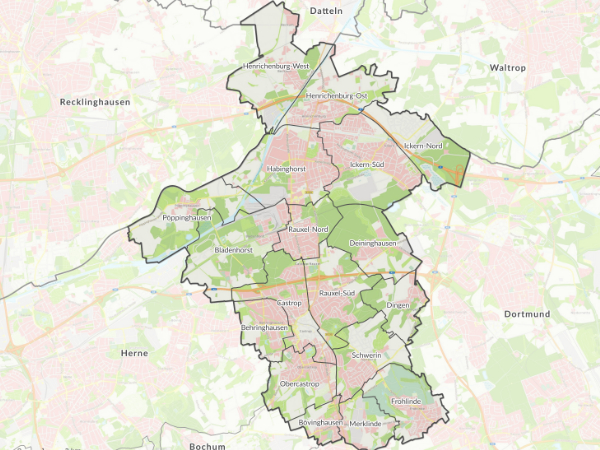 Stadtbezirke der Städte der Emscher-Lippe-Region: regioplaner.de